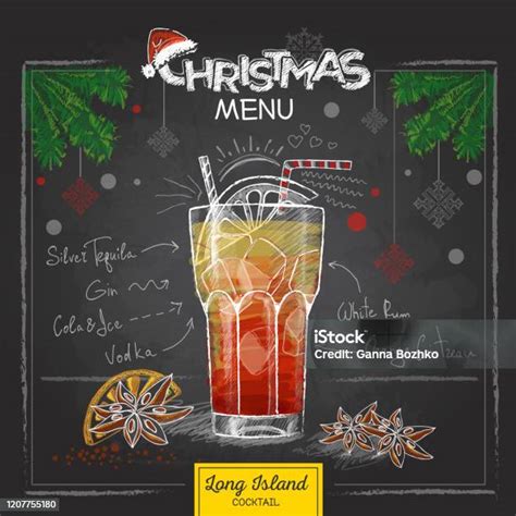 분필 그리기 크리스마스 메뉴 디자인입니다 칵테일 롱 아일랜드 아이스 티 0명에 대한 스톡 벡터 아트 및 기타 이미지 0명 겨울 계피 Istock