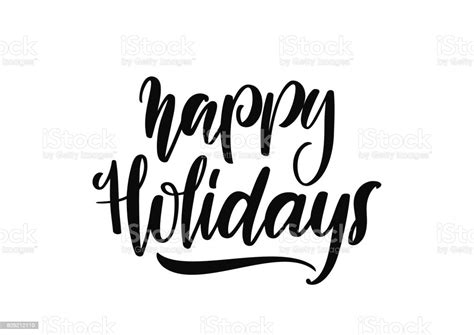 흰색 바탕에 해피 홀리데이의 손으로 쓴된 글자를 벡터 유형 디자인 즐거운 연말연시 되세요 문구에 대한 스톡 벡터 아트 및 기타 이미지 즐거운 연말연시 되세요 문구