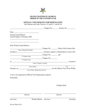 Fillable Online Georgiaoes OFFICIAL VISIT REQUEST FOR DISPENSATION