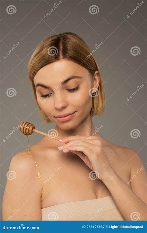 Young Woman Holding Dipper With Sweet Stock Image Image Of Honey Care 266125537