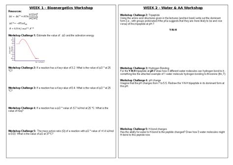 Week And Workshop Week Bioenergetics Workshop Resources