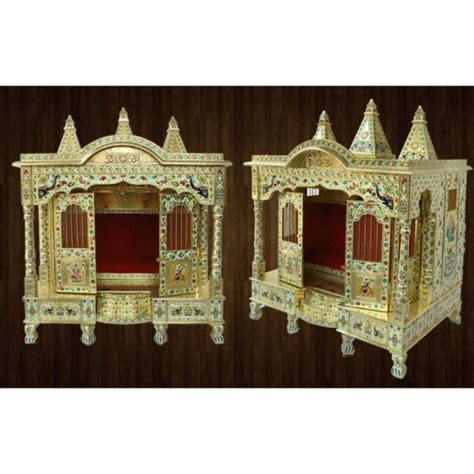 Tm 5 Wooden Temple With Brass Minakari Work Indian Furniture In Usa And Ca