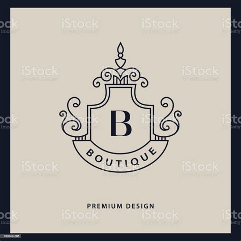 Monogram Design Graceful Template Letter B Calligraphic Elegant Line