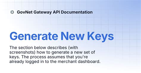 Generate New Keys Govnet Gateway Api Documentation