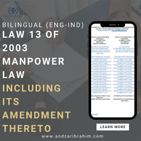 Bilingual Indonesia Manpower Law No 13 Of 2003 Including Its Amendment