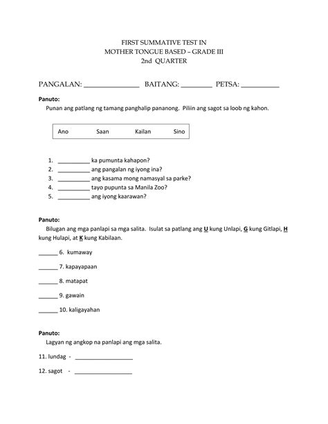 K To 12 Grade 3 Mother Tongue Based Mtb 2nd Quarter Pdf