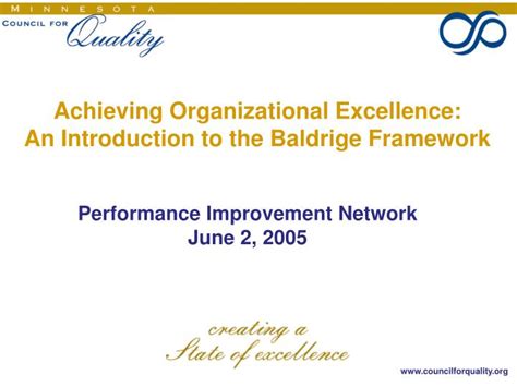 Ppt Achieving Organizational Excellence An Introduction To The Baldrige Framework Powerpoint