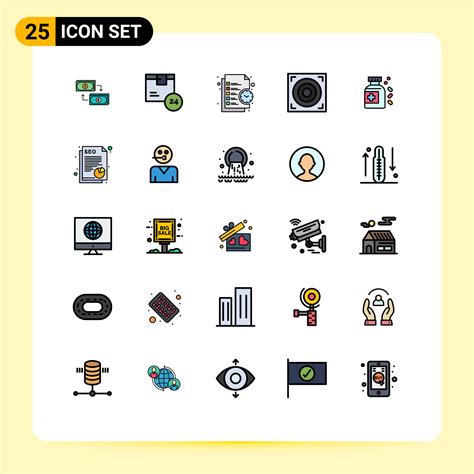 Group Of 25 Modern Filled Line Flat Colors Set For Design Task Delivery