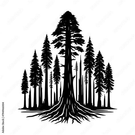Crimson Giants Professional Redwood Tree Vector Silhouette For Natural