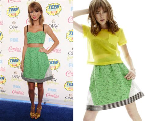 2014 Tcas Taylor Swifts Green Crop Top And Skirt Shop Your Tv