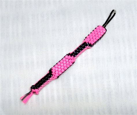 In My Heart Pink And Black Twisted Gimp Keychain By NiceTouch Plastic Lace Crafts Plastic