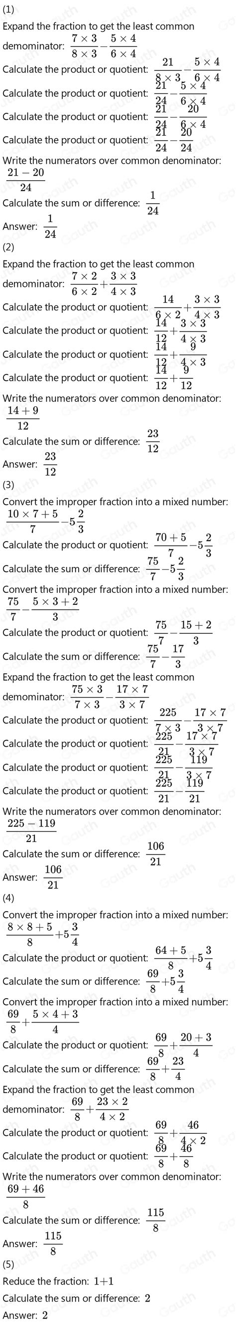 solved a 1 5 5 subtract the fractions learning task 4 add subtract