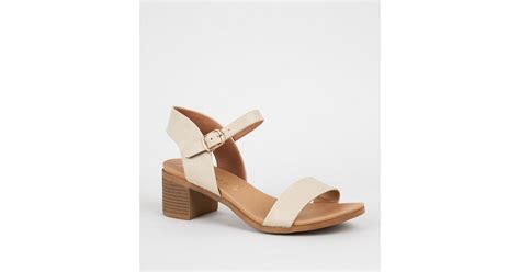Cream 2 Part Block Heel Sandals New Look