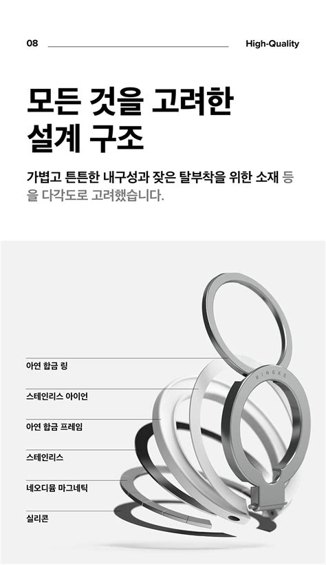 링케 스마트링 마그네틱 맥세이프 그립 톡 홀더 Live A Better Day Ringke