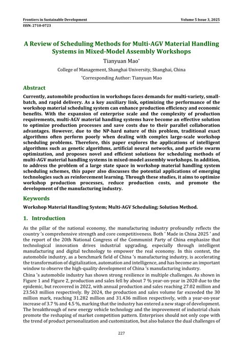Pdf A Review Of Scheduling Methods For Multi Agv Material Handling Systems In Mixed Model