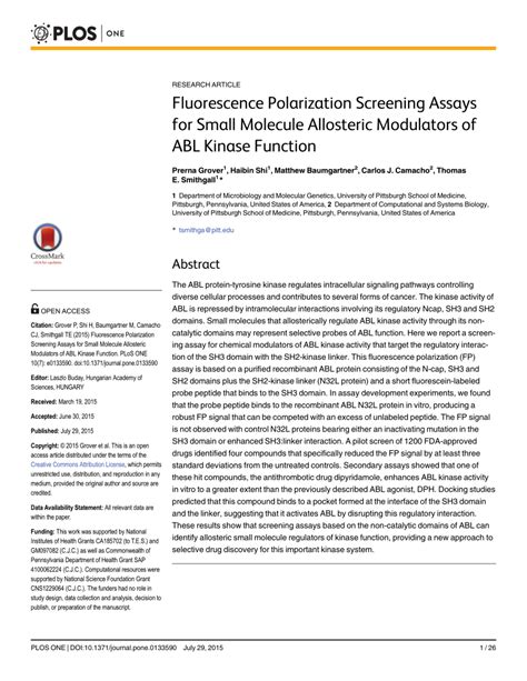 Pdf Fluorescence Polarization Screening Assays For Small Molecule