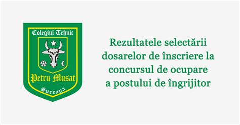 Rezultatele selectării dosarelor de înscriere la concursul de ocupare a