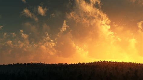 1920x1080 Sunset Trees Clouds Coolwallpapersme