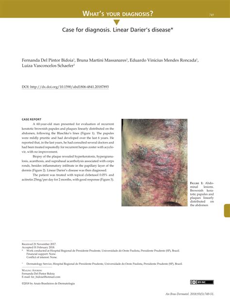Pdf Case For Diagnosis Linear Dariers Disease