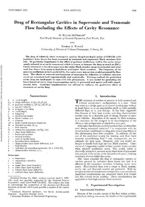 Pdf Drag Of Rectangular Cavities In Supersonic And Transonic Flow