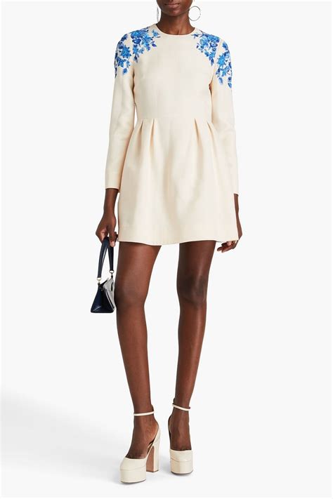 Valentino Garavani 장식 디테일 울 실크 혼방 크레이프 미니 드레스 최대 70 세일 The Outnet