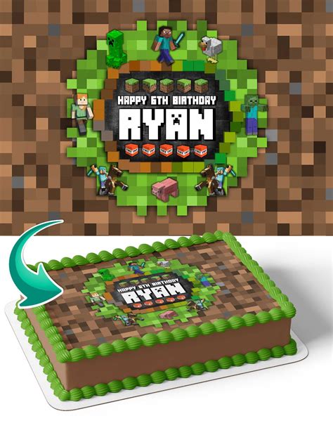 Minecraft Pixel Style Gaming Edible Cake Toppers Ediblecakeimage