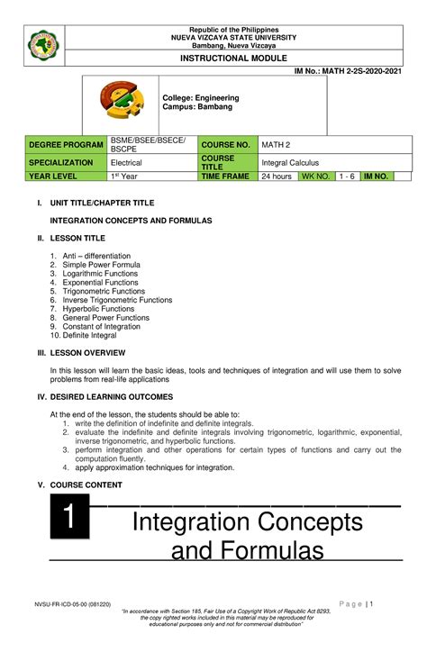Integral Module Final Part 1 NUEVA VIZCAYA STATE UNIVERSITY Bambang