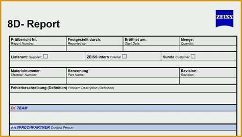 Neue Version Reklamationsmanagement Excel Vorlage Bewundernswert 8d