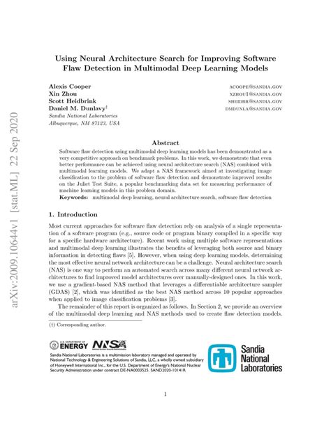 Using Neural Architecture Search For Improving Software Flaw Detection In Multimodal Deep
