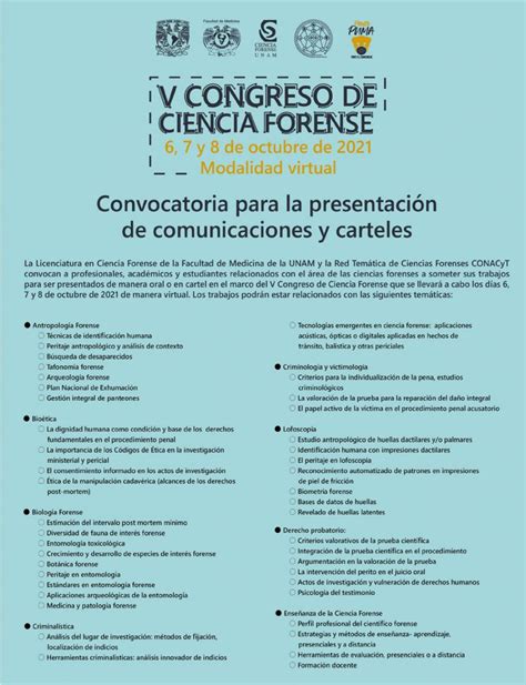 5° Congreso De Ciencia Forense Convocatoria Para La PresentaciÓn De