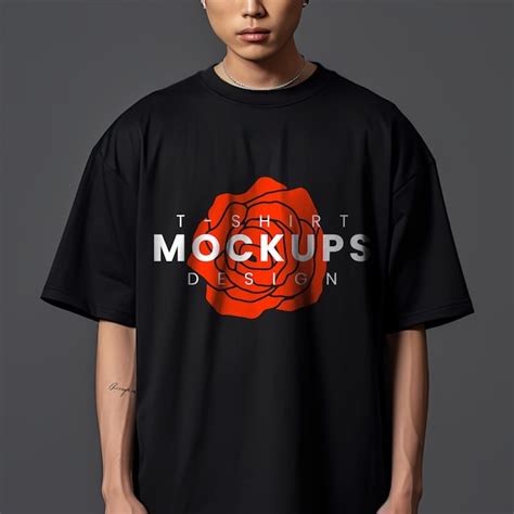 Modelo Frontal Do PSD Usando Maquete De Camiseta Preta PSD Premium