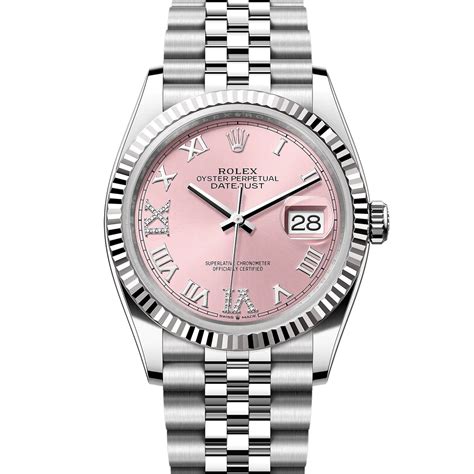 Rolex Datejust 36 Pink Roman Diamond Oystersteel White Gold Jubilee 12