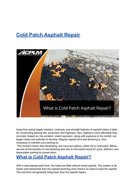 Ppt Cold Patch Asphalt Repair Powerpoint Presentation Free Download