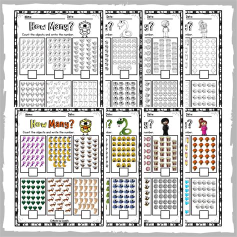 How Many Count And Write Worksheets Numbers 1 30 Color And Bandw