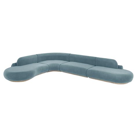 Naked Curved Sectional Sofa Piece With Natural Oak And Paris Dark