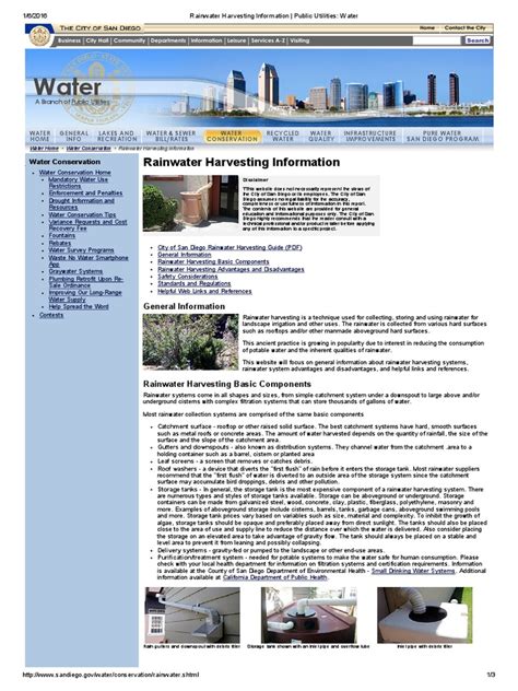 Pdf Rainwater Harvesting Information Public Utilities Water