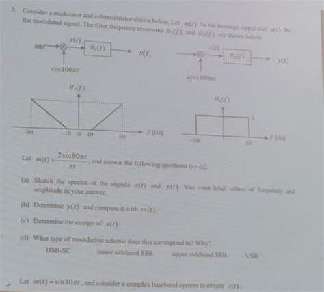Solved Consider A Modulator And A Demodulator Shown Chegg