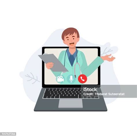 온라인 의사 컨설턴트 개념입니다 노트북에서 채팅하는 여성 치료사 의사에게 문의하십시오 온라인 의료 조언 또는 상담 서비스 원격