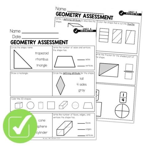 Lucky To Learn Math 1st Grade Unit 5 Geometry And Fractions Assessment Lucky Little Learners