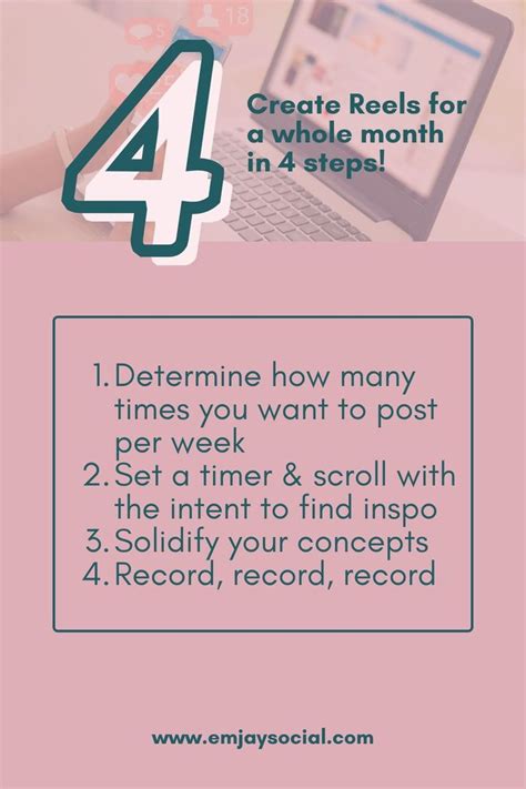 4 Steps for Creating Reels for a Whole Month! | Social media growth, Social media strategies ...