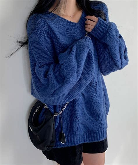 에이비글 시즌오프 빅사이즈 브이넥 롱 꽈배기 니트 레이어드 케이블 미니원피스 스웨터