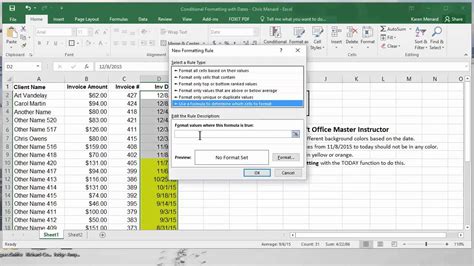 Conditional Formatting With Dates By Chris Menard Microsoft Office