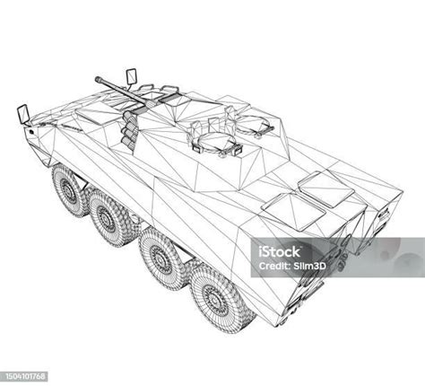 와이어프레임 기갑 부대 운반선 군사 기계 드로잉 벡터 그림입니다 Btr 3d 3륜 차량에 대한 스톡 벡터 아트 및 기타 이미지 Istock
