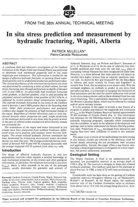 pdf in situ stress prediction and measurement by hydraulic fracturing