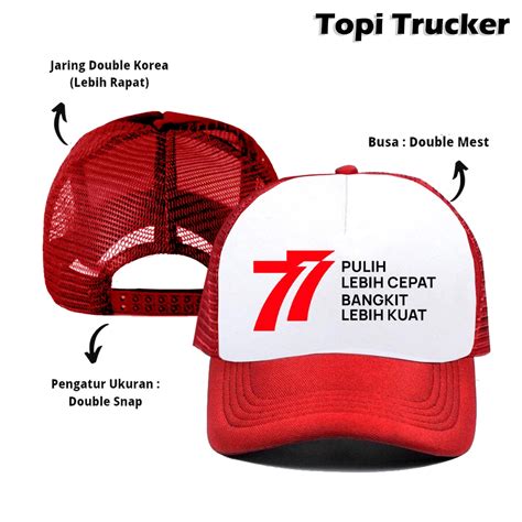Jual Topi Jaring Trucker Sablon Special Hari Kemerdekaan Republik