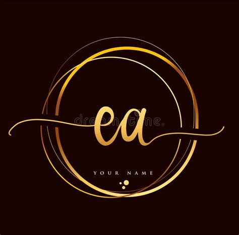 Ea Initial Handwriting Logo Golden Color Hand Lettering Initials Logo