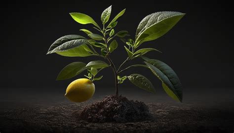 Premium Photo Gardening Plant Lemons Fruit Tree Seedling Ai Generated