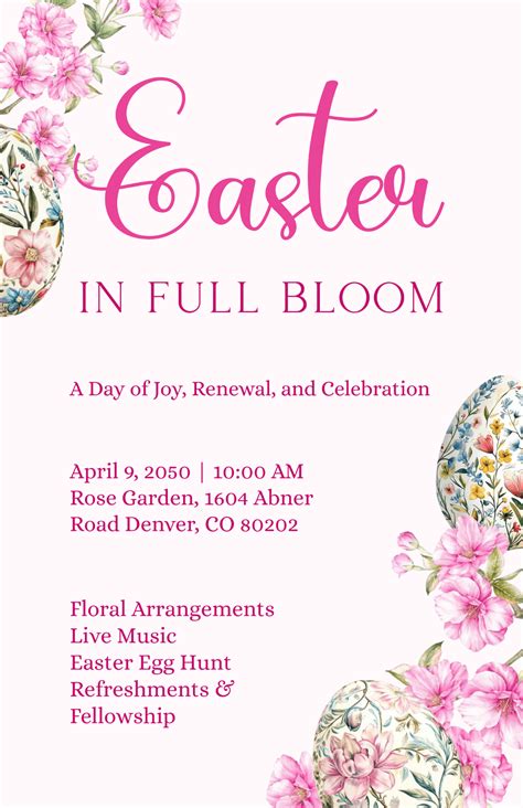 Free Pink Floral Easter Poster Template To Edit Online