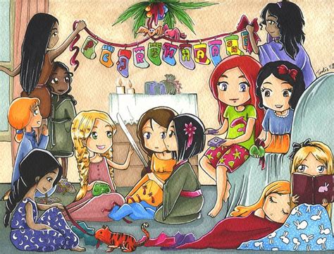 Disney Princess Sleepover Disney Animated Cartoons Disney Fan Art