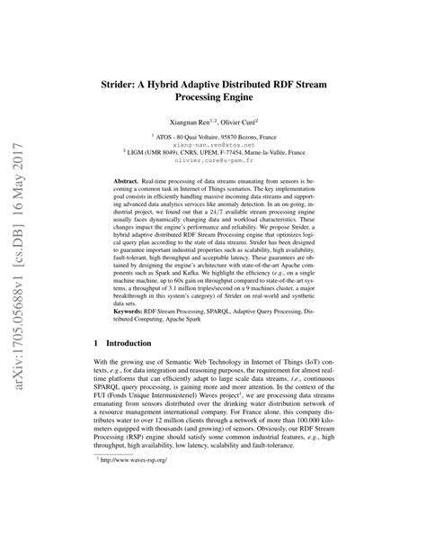 PDF Strider A Hybrid Adaptive Distributed RDF Stream Processing Engine